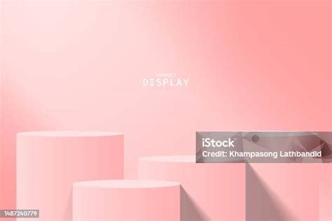 추상적인 사실적인 분홍색 실린더 연단 또는 제품 전시를 위한 대 모형 템플릿을 위한 최소한의 벽 장면에서 3d 벡터 렌더링 제품 발표 또는 판촉의 날을 위한 무대 0명에