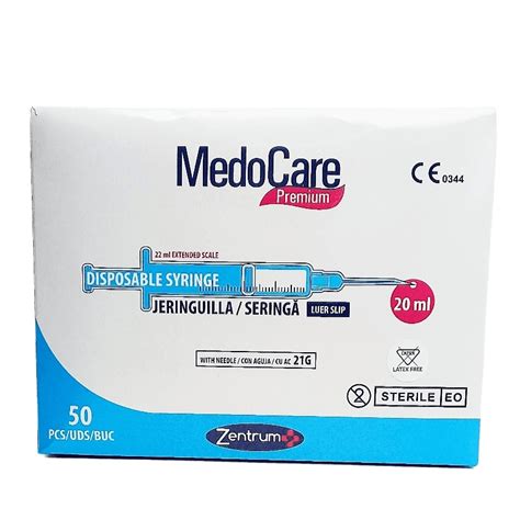 Seringa 20 Ml 22 Ml Medocare Cu Ac 21g Luer Slip Latex Free 50