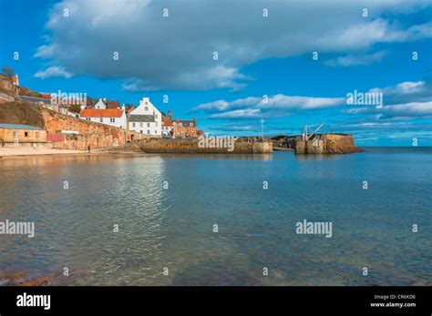 From The Beach At Crail Fife Looking Towards The Harbour Scotland Stock