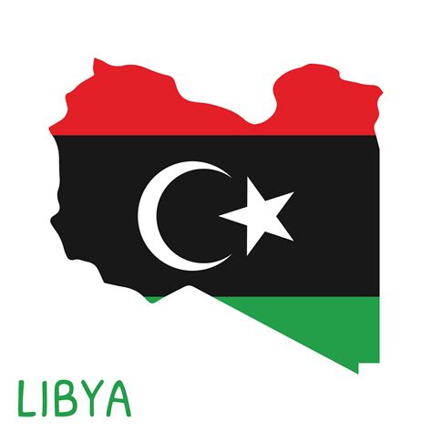 Libya National Flag Shaped As Country Map 33886497 Vector Art At Vecteezy
