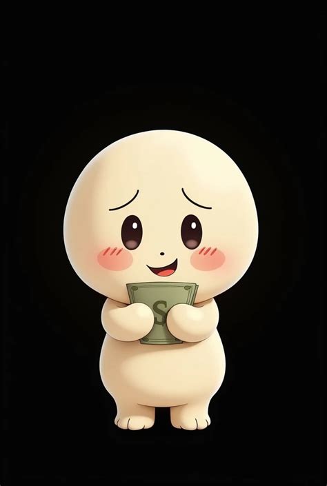 A Cute Minimalistic Cartoon Character With A Round Head Simple