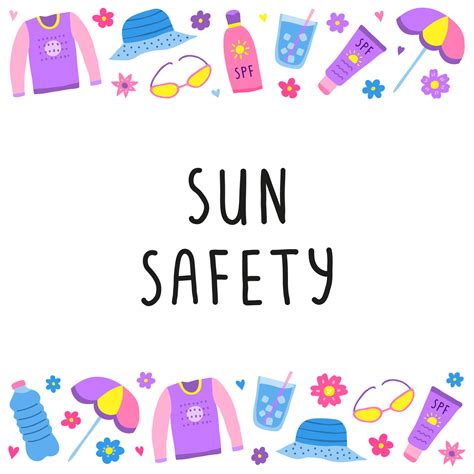 Poster With Sun Safety Icons And Lettering 22515269 Vector Art At Vecteezy