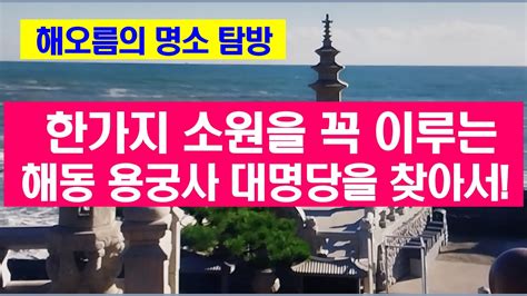 해오름의 명소 탐방 한가지 소원을 꼭 이루는 해동 용궁사의 대명당을 찾아서 용궁사 부산 해동 소원 한가지 기장 대명당 나옹화상 해동용궁사 Youtube
