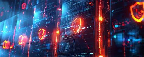 Premium Photo A Digital Fortress Surrounding A Network Server Glowing Shields Deflecting