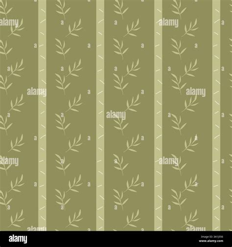 Seamless Green Vertical Leaf Pattern With Olive Tones And Botanical Design Stock Vector Image