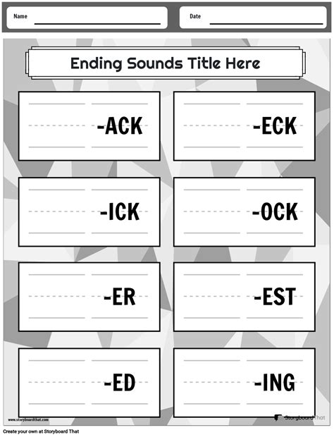 Ending Sounds Worksheets Create Yours With Storyboard That