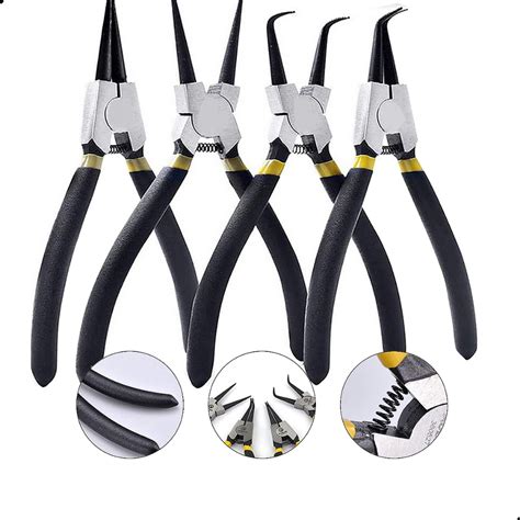 Kit Alicate Para Anéis Interno E Externo Bico Curvo E Reto 4 Pçs 7 Polegadas Shopee Brasil