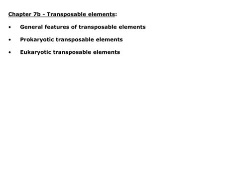 Transposable Elements Prokaryotes And Eukaryotes