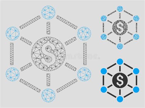 Financial Radial Scheme Vector Mesh Wire Frame Model And Triangle Mosaic Icon Stock Vector