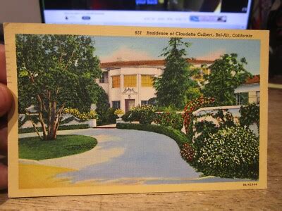 D3 California Old Postcard Bel Air Residence Of Claudette Colbert Home