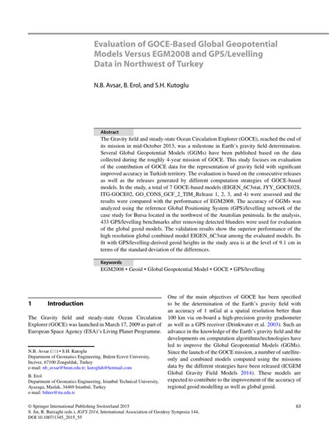 Pdf Evaluation Of Goce Based Global Geopotential Models Versus