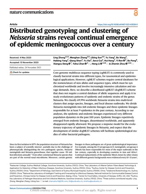 Pdf Distributed Genotyping And Clustering Of Neisseria Strains Reveal