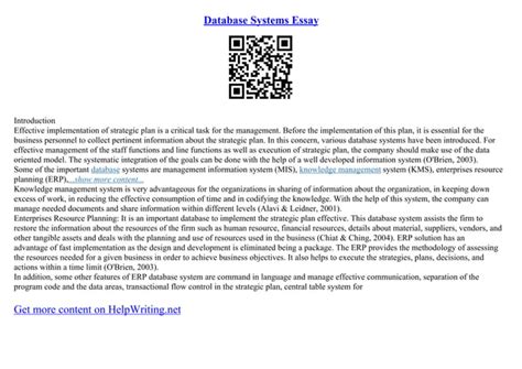 Database Systems Essay Ppt Free Download