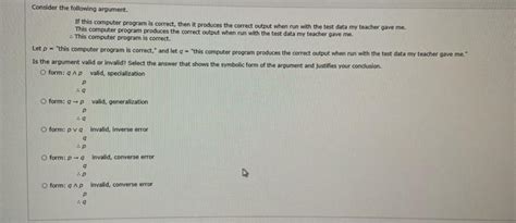 solved consider the following argument if this computer