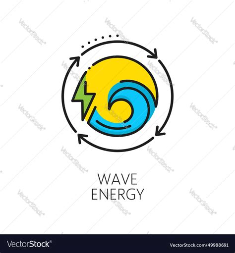 Green Tidal Waves Power Eco Energy Linear Icon Vector Image