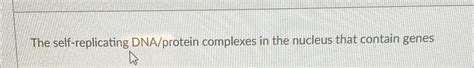 Solved The The Self Replicating Dnaprotein Complexes In The
