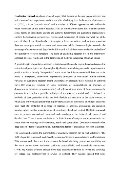 Nature OF Qualitative Research Qualitative Research Is A Form Of Social Inquiry That Focuses