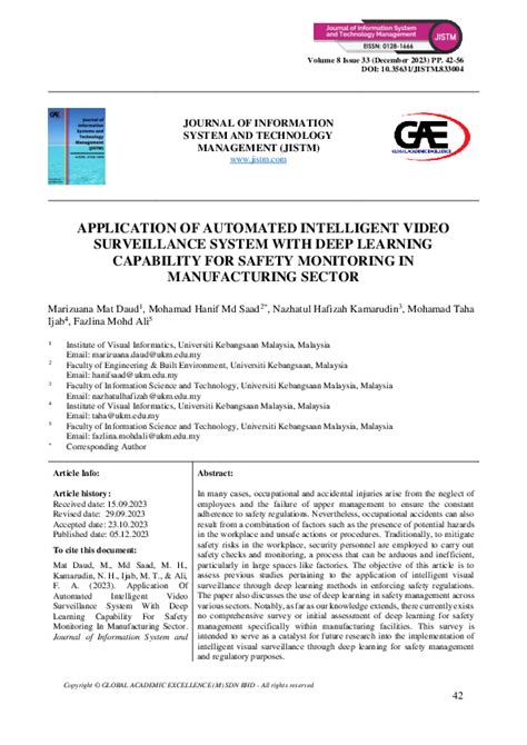 Pdf Application Of Automated Intelligent Video Surveillance System With Deep Learning
