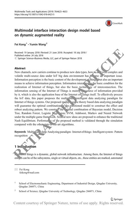 multimodal interface interaction design model based on dynamic
