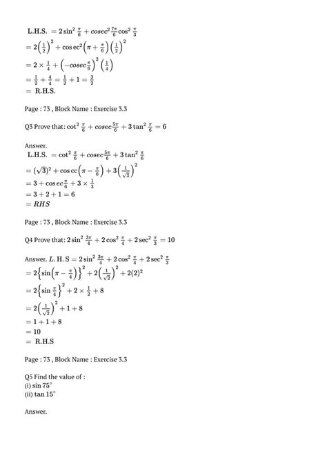 NCERT Solutions For Class Maths Chapter Trigonometric Functions Question Answer PDF