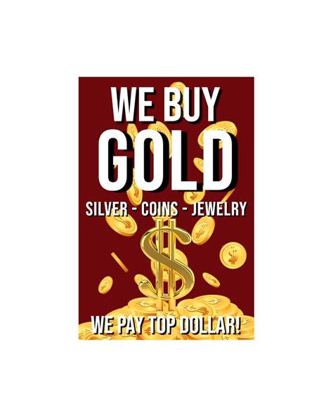 We Buy Gold Silver Coins Jewelry Advertising Poster 24x36 Laminated