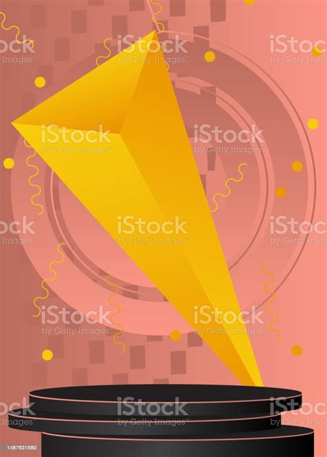 블랙 옐로우 라이트 레드 핑크 컬러 실린더 받침대 연단 모형 무대 쇼케이스 프리젠테이션을 위한 추상적인 최소 기하학적 제품 디스플레이 0명에 대한 스톡 벡터 아트 및 기타