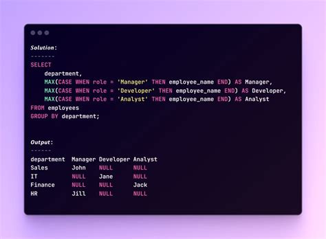Sql Datatransformation Pivoting Techtips Programming Coding