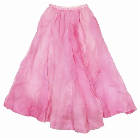 ブラミンク Blamink シルク ギャザー フレアスカート ロング ミモレ丈 36 ピンク 7924 230 0213 4 B4 レディース