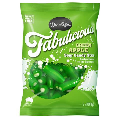 Fabulicious Green Apple Sour Candy Stix Darrell Lea Usa