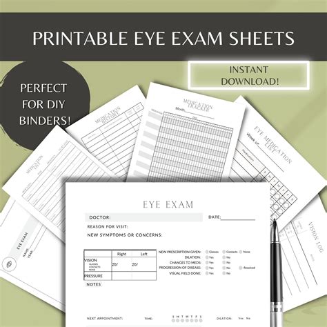 Printable Eye Exam Info Logs Printable Eye Drop Sheet And Checklist