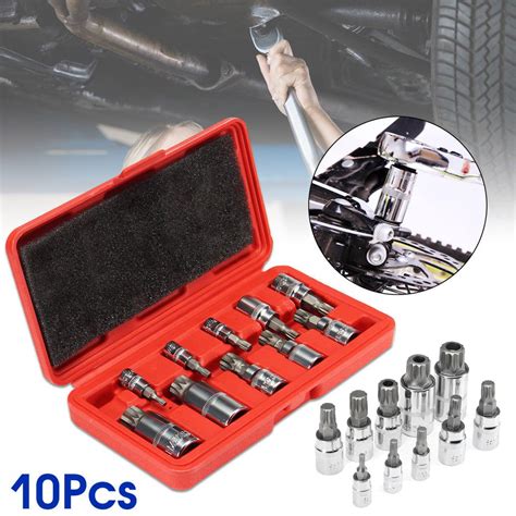 10pc Xzn 12 Point Mm Triple Square Spline Bit Socket Set Tamper Proof