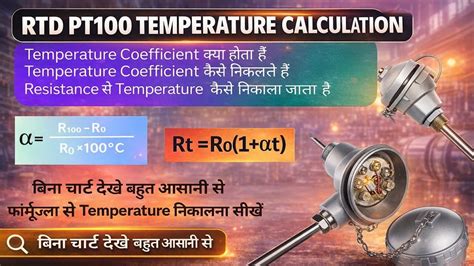 Rtd Pt100 Resistance To Temperature Calculation Rtd Pt100 Temperature Instrumentation Youtube