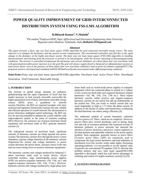Power Quality Improvement Of Grid Interconnected Distribution System