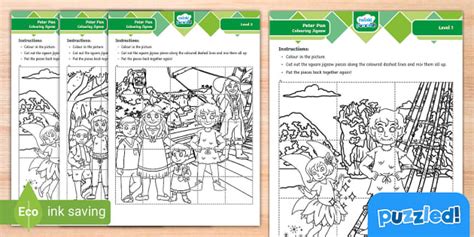 Peter Pan Colouring Page Jigsaw Puzzle Twinkl Puzzled