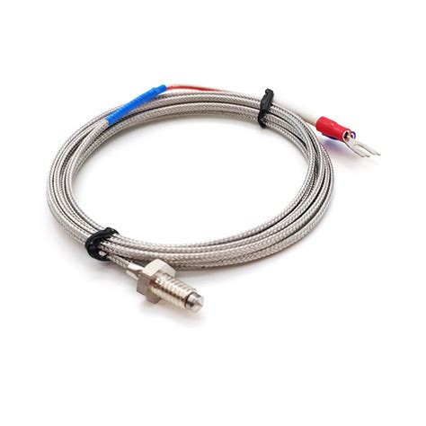 M6 M8 K Type Temperature Sensor Screw Thermocouple Fiberglass Wire