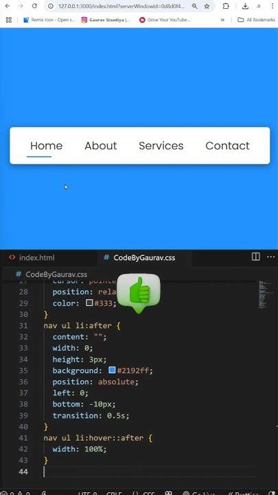 🔥 Cool Navbar Hover Animation With Html And Css Webdevelopment Coding