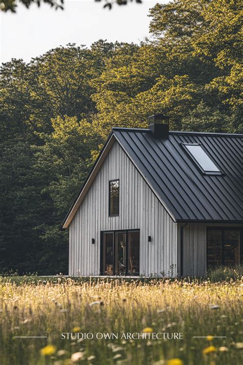 Modern Barn House With Grey Vertical Cladding And Metal Roof In 2025