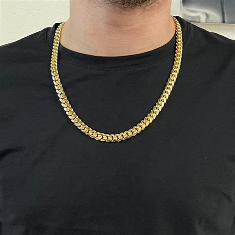 Solid Miami Cuban Link Chain Necklace 14k Yellow Gold 24 Inches 95mm