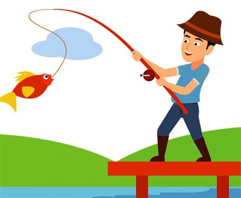 Man Catching Fish With Rod Animated Clipart Classroom Clip Art