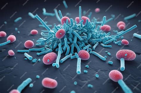 Premium Photo Blue Bifidobacterium Lactobacillus Microbiome Under Microscope Probiotic Cells