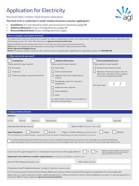 Electricity Application Form Download Free Pdf Fee Electrical