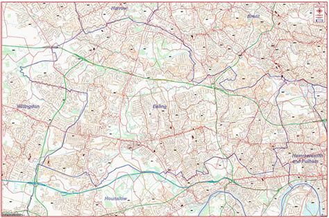 West London Postcode City Street Map Digital Download Uk