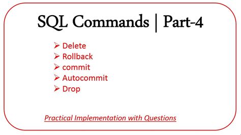 7 Commands In Sql Part 4 Delete Drop Commit Autocomiit Rollback