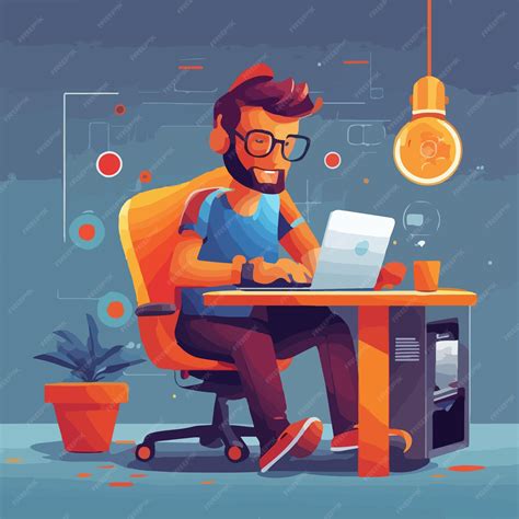 Desenvolvedor De Vetores E Ilustrações De Desenvolvimento Web Trabalhando Em Computador Vetor