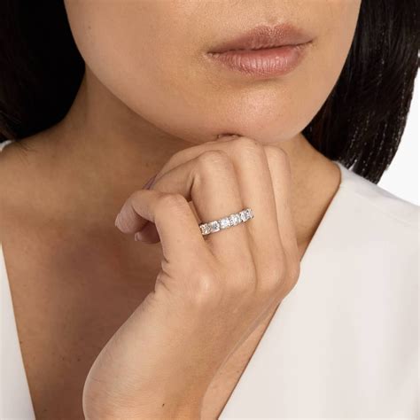 Lab Grown Diamond Cushion Cut Eternity Ring In Platinum 7 Ct Tw