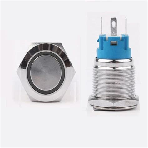 Compact 19mm Stainless Steel Push Button Switch Latching Waterproof Led