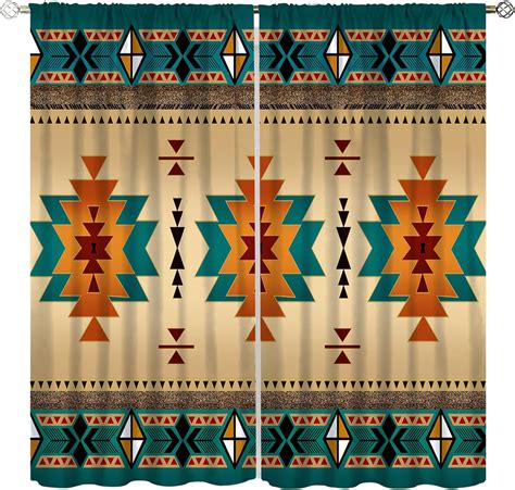 Ycness Aztec Curtains Southwestern Native Tribal American
