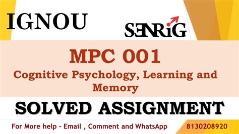 Mpc 001 Cognitive Psychology Learning And Memory Solved Assignment 2023 24