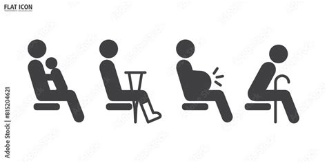 Simple Passenger Priority Symbols Old Man Elderly Pregnant Woman