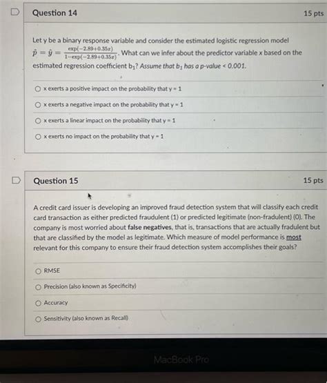 Solved Let Y Be A Binary Response Variable And Consider The